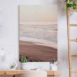 Bilderwelten Akustikbild Strand rosa Motiv Schallschutzbild - Kalifornien Sonnenuntergang - Meerblick Wohnzimmer Schlafzimmer