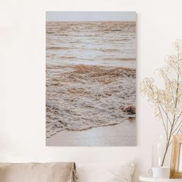 Bilderwelten Akustikbild Strand beige Motiv Schallschutzbild - Goldener Strand - Meerblick Wohnzimmer Schlafzimmer