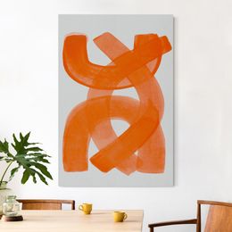 Bilderwelten Akustikbild originell orange Abstrakt Schallschutzbild - Orange Pinselstriche - Wandbild Wohnzimmer Schlafzimmer