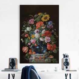 Bilderwelten Akustikbild Blumen bunt modern Schallschutzbild - Jan Davidsz de Heem - Glasvase mit Blumen - Wandbild Wohnzimmer Schlafzimmer