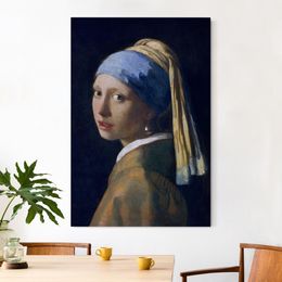 Bilderwelten Akustikbild originell blau modern Schallschutzbild - Jan Vermeer van Delft - Das M&auml;dchen mit dem Perlenohrgeh&auml;nge - Wandbild Wohnzimmer Schlafzimmer