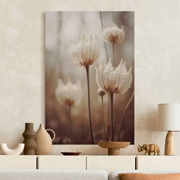 Bilderwelten Akustikbild Blumen beige modern Schallschutzbild - Herbstlicher Gr&auml;ser Close-up - Wandbild Wohnzimmer Schlafzimmer