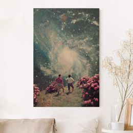 Bilderwelten Akustikbild originell bunt Fotomontage Schallschutzbild - Galaktische Gartenarbeit - Wandbild Wohnzimmer Schlafzimmer