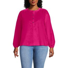 LANDS' END Feincord-Bluse mit Raffungen, Damen,  Rot, Baumwolle, by Lands' End