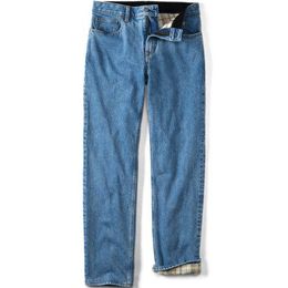 LANDS' END Stretch-Denim Jeans mit Komfortbund und Flanellfutter, Classic Fit, Herren,  Blau, Baumwoll-Mischung, by Lands' End