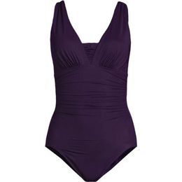 LANDS' END Shape-Badeanzug mit V-Ausschnitt SLENDER in D-Cup, Damen,  Lila, Elasthan/Nylon-Mischung, by Lands' End