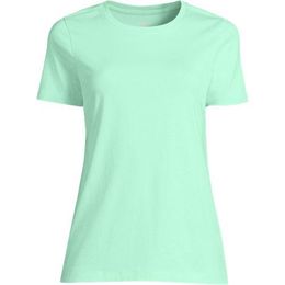 LANDS' END Supima Kurzarm-Shirt mit rundem Ausschnitt, Damen,  Gr&uuml;n, Baumwolle, by Lands' End