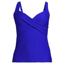 LANDS' END Jacquard Wickel-Tankinitop mit V-Ausschnitt, Damen,  Blau, Nylon-Mischung, by Lands' End