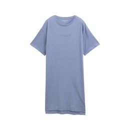 Tom Tailor Damen Nachthemd mit Logo Print, blau, Logo Print, Gr. L/40