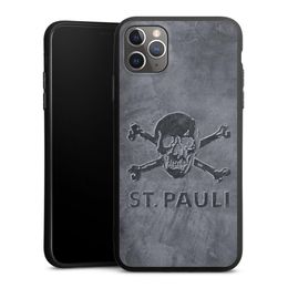 DeinDesign iPhone 11 Pro Max Handy Premium Silikon H&uuml;lle Handyh&uuml;lle schwarz Case Concrete Logo Fc St. Pauli Silikon Premium Case
