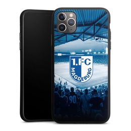 DeinDesign iPhone 11 Pro Max Handy Premium Silikon H&uuml;lle Handyh&uuml;lle schwarz Case 1. Fcm Stadium 1. Fc Magdeburg Silikon Premium Case