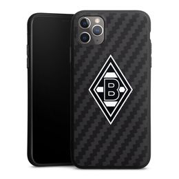 DeinDesign iPhone 11 Pro Max Handy Premium Silikon H&uuml;lle Handyh&uuml;lle schwarz Case Gladbach Carbon Borussia M&ouml;nchengladbach Silikon Premium Case