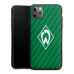 DeinDesign iPhone 11 Pro Max Handy Premium Silikon H&uuml;lle Handyh&uuml;lle schwarz Case Carbon Official Licensed Product Sv Werder Bremen Silikon Premium Case