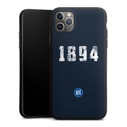 DeinDesign iPhone 11 Pro Max Handy Premium Silikon H&uuml;lle Handyh&uuml;lle schwarz Case Ksc Karlsruher Sc Bundesliga Silikon Premium Case