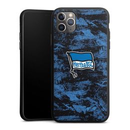 DeinDesign iPhone 11 Pro Max Handy Premium Silikon H&uuml;lle Handyh&uuml;lle schwarz Case Hertha Bsc Flag Logo Silikon Premium Case