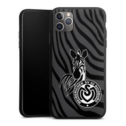DeinDesign iPhone 11 Pro Max Handy Premium Silikon H&uuml;lle Handyh&uuml;lle schwarz Case Msv Duisburg Zebra Muster Silikon Premium Case