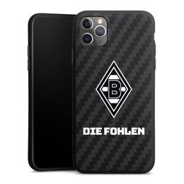 DeinDesign iPhone 11 Pro Max Handy Premium Silikon H&uuml;lle Handyh&uuml;lle schwarz Case Carbon Borussia M&ouml;nchengladbach Gladbach Silikon Premium Case
