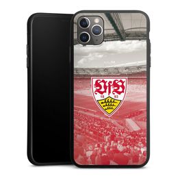 DeinDesign iPhone 11 Pro Max Handy Premium Silikon H&uuml;lle Handyh&uuml;lle schwarz Case Official Licensed Product Vfb Stuttgart Stadium Silikon Premium Case