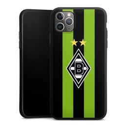 DeinDesign iPhone 11 Pro Max Handy Premium Silikon H&uuml;lle Handyh&uuml;lle schwarz Case Borussia M&ouml;nchengladbach Gladbach Stripes Silikon Premium Case