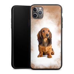 DeinDesign iPhone 11 Pro Max Handy Premium Silikon H&uuml;lle Handyh&uuml;lle schwarz Case Dog Dachshund Pet Silikon Premium Case