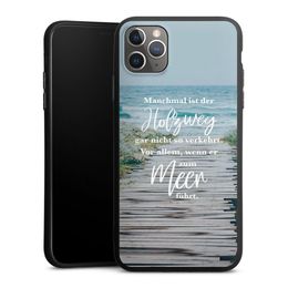 DeinDesign iPhone 11 Pro Max Handy Premium Silikon H&uuml;lle Handyh&uuml;lle schwarz Case Statement Beach Spruch Silikon Premium Case