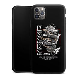 DeinDesign iPhone 11 Pro Max Handy Premium Silikon H&uuml;lle Handyh&uuml;lle schwarz Case Japan Dragon Ocean Silikon Premium Case