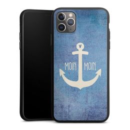 DeinDesign iPhone 11 Pro Max Handy Premium Silikon H&uuml;lle Handyh&uuml;lle schwarz Case Anchor Maritim Blue Silikon Premium Case