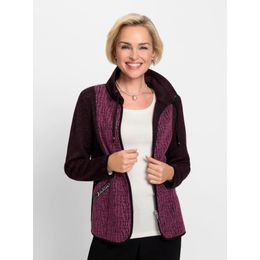 WITT Damen Fleecejacke im Jacquard-Muster, erika-schwarz-meliert, Gr&ouml;&szlig;e 38