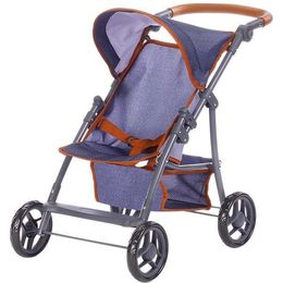 Puppenbuggy KNORRTOYS "Liba - Dark Blue", blau (dunkelblau), Puppenwagen, KinderB:35cm H:54cm T:44cm, Kunststoff, Metall, Stoff, B:35cm H:54cm T:44cm
