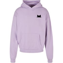 Kapuzensweatshirt Merchcode "Merchcode Halloween - Cat Hoody", Herren, Gr. M, lila, 100% Baumwolle, bedruckt, Sweatshirts