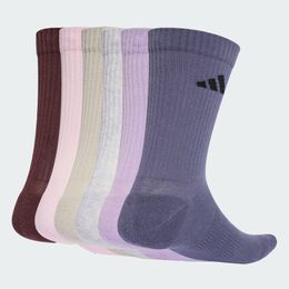 adidas Performance Sportsocken 'Cushioned Crew 6 Pairs' Herren Gr&ouml;&szlig;e 28/30 kitt / graumeliert / flieder / dunkellila / rosa / weinrot