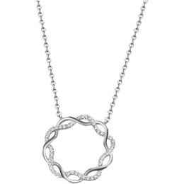 Kette mit Anhänger Firetti "Schmuck Geschenk Silber 925 Halsschmuck Halskette Kreis Infinity", silber (silberfarben, kristallweiß), Halsketten, Damen, Silber 925 (Sterlingsilber), L: 45 B: 1,1mm, mit Zirkonia (synth.), B:1,1mm