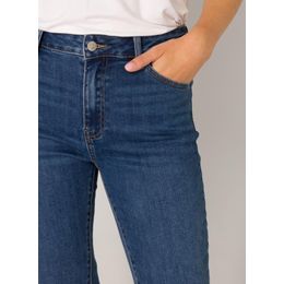 Slim-fit-Jeans Base Level "Arin", Damen, Gr. 36, Länge 30, blau (mid blau), Denim/Jeans, Obermaterial: 92% Baumwolle, 6% Polyester, 2% Elasthan, unifarben, slim fit knöchelfrei, Jeans, in blauer Waschung