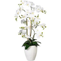 Kunstorchidee Creativ green "Deko-Orchidee Phalaenopsis XL im Keramiktopf", weiß, B:50cm H:110cm L:40cm, Obermaterial: 100% Polyethylen, Kunstpflanzen