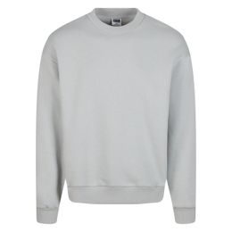 Rundhalspullover Urban Classics "Urban Classics Fluffy Crewneck", Damen, Gr. S, lightasphalt, 70% Baumwolle, 30% Polyester, unifarben, relaxed fit, Rundhals, Pullover Rundhalspullover