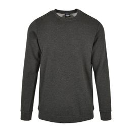 Rundhalspullover Urban Classics "Urban Classics Herren Basic Terry Crew", Herren, Gr. L, charcoal, 65% Baumwolle, 35% Polyester, unifarben, normal, Rundhals, Pullover