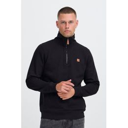Troyer Blend "BHPomes", Herren, Gr. L, schwarz, Sweatware, 60% Baumwolle, 40% Polyester, unifarben, normal normal, hoch geschlossener Ausschnitt, Pullover Troyer, Klassischer Sweat-Troyer mit Taschen