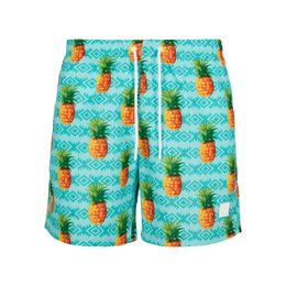 Badeshorts Urban Classics "Urban Classics Herren Pattern Swim Shorts", Herren, Gr. M, US-Größen, pineapple aop, 100% Polyester, Badehosen
