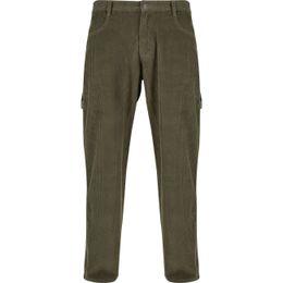 Stoffhose Urban Classics "Urban Classics Corduroy Carpenter Pants", Herren, Gr. 30, Normalgr&ouml;&szlig;en, olive, 100% Baumwolle, unifarben, relaxed fit, Hosen Stoffhose