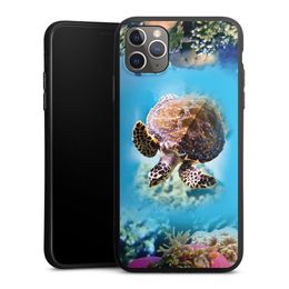 DeinDesign iPhone 11 Pro Max Handy Premium Silikon H&uuml;lle Handyh&uuml;lle schwarz Case Animals Ocean Turtle Silikon Premium Case