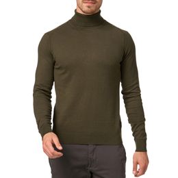 Rollkragenpullover INDICODE "INBurns", Herren, Gr. S, grün (army), Strick, Obermaterial: 80% Baumwolle, 20% Polyester, unifarben, regular fit normal, Rundhals, Bündchen, Pullover