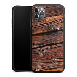 DeinDesign iPhone 11 Pro Max Handy Premium Silikon H&uuml;lle Handyh&uuml;lle schwarz Case Wood Beams Wooden Look Silikon Premium Case