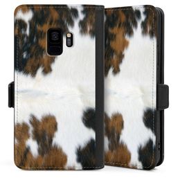DeinDesign Galaxy S9 Handy Klapphülle Handyhülle aus Kunst Leder schwarz Flip Case Cow Skin Cow Fur Sideflip mit Lasche