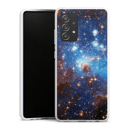 DeinDesign Galaxy A52s 5G Handy Silikon H&uuml;lle Case wei&szlig; Handyh&uuml;lle Galaxy Weltall Star Silikon Case