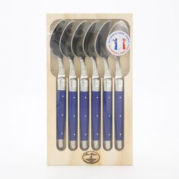 Laguiole 6er-Pack blaue Essl&ouml;ffel aus Edelstahl