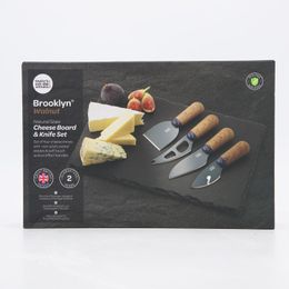 5-teiliges Set mit schwarzem K&auml;sebrett und Messern