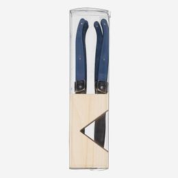 Laguiole 7-teiliges Set silberfarbene und blaue Messer