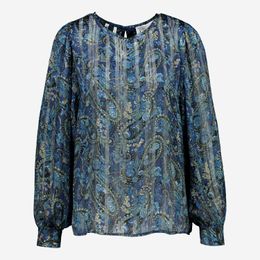 Apricot Blaue Bluse mit Blumen- und Paisleymuster