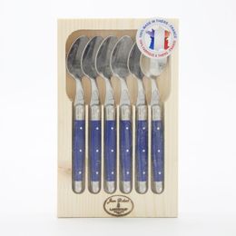 Laguiole 6er-Pack blaue Teel&ouml;ffel aus Edelstahl