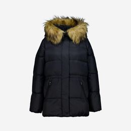 JOTT Schwarze Pufferjacke mit Kunstfell an der Kapuze